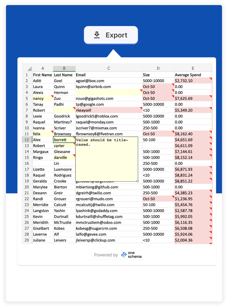 OneSchema CSV Importer | The embeddable CSV Importer for Developers